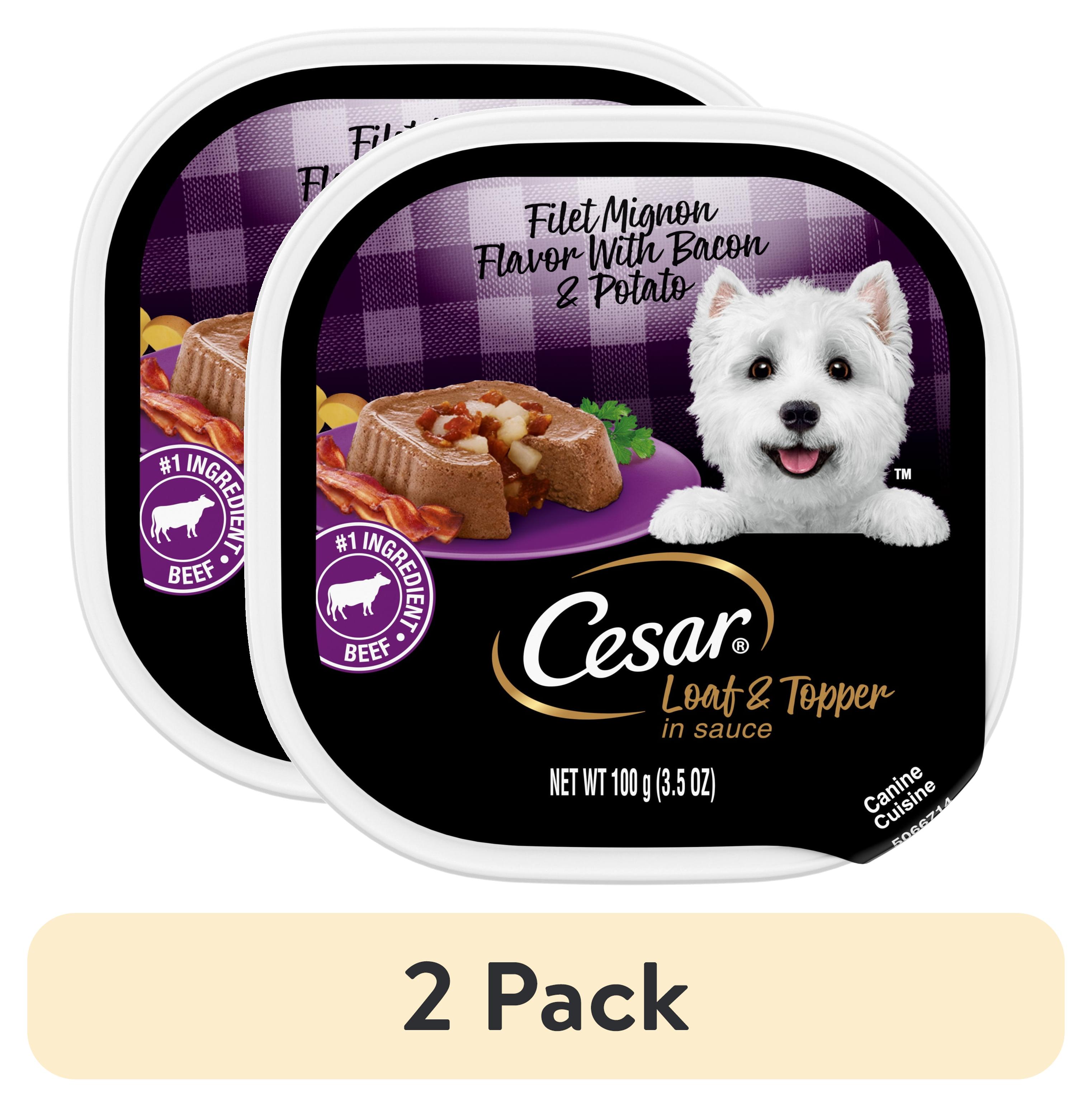 (1 pack) Cesar Soft Wet Dog Food Loaf & Topper In Sauce Filet Mignon ...