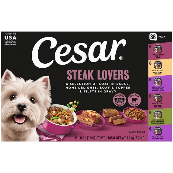 Cesar Wet Dog Food Variety Pack 3.5 Oz Trays Soft Gourmet Meal for ...