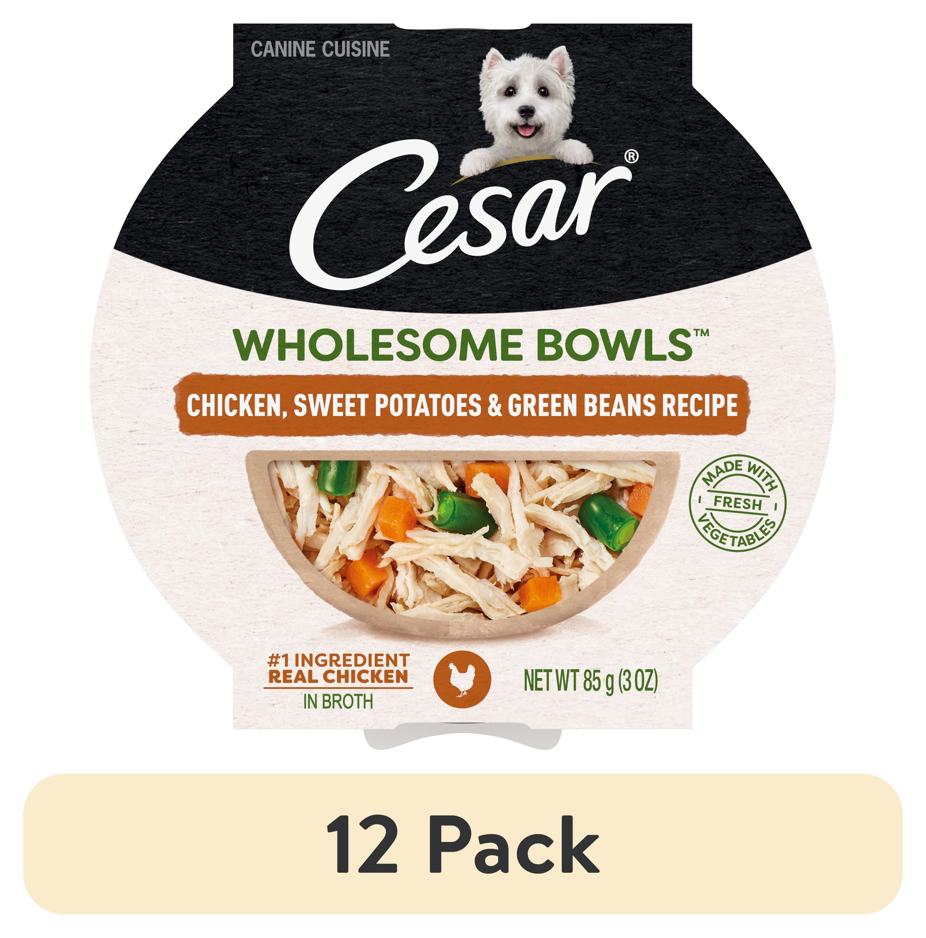 (12 pack) Cesar Wholesome Bowls Adult Soft Wet Dog Food Toppers Chicken ...