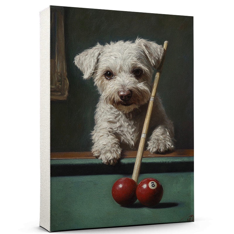 Cesky Terrier Cute Dog Billiards Stretched Canvas Size 8x12 – Retro ...