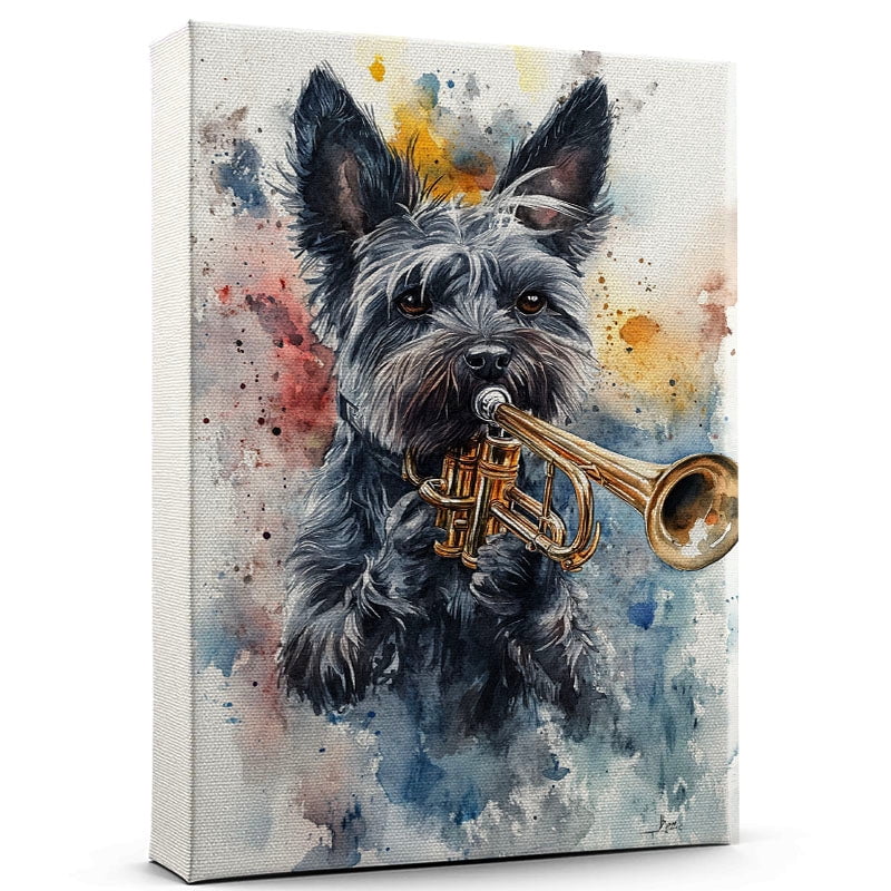 Cesky Terrier Dog Stretched Canvas Size 8x12 – Trumpet Theme Dog Art ...