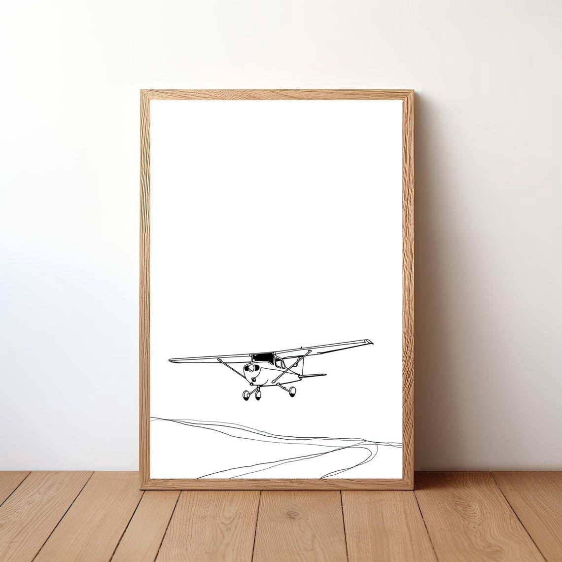 Cessna Line Art Minimalist Airplane Wall Skyhawk Aviation Drawing ...