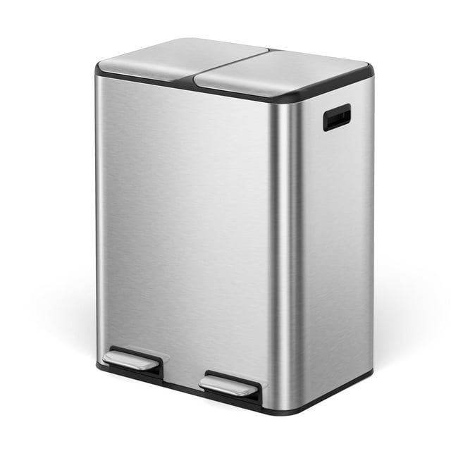 Cesun 16 Gal Kitchen Dual Trash & Recycle Bin, 60L Stainless Steel ...