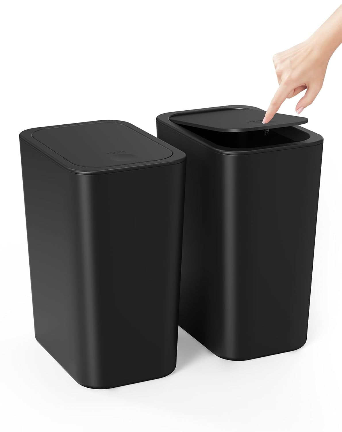 Cesun Bathroom Trash Can with Lid, 2 Pack 2.6 Gallon Small Black ...