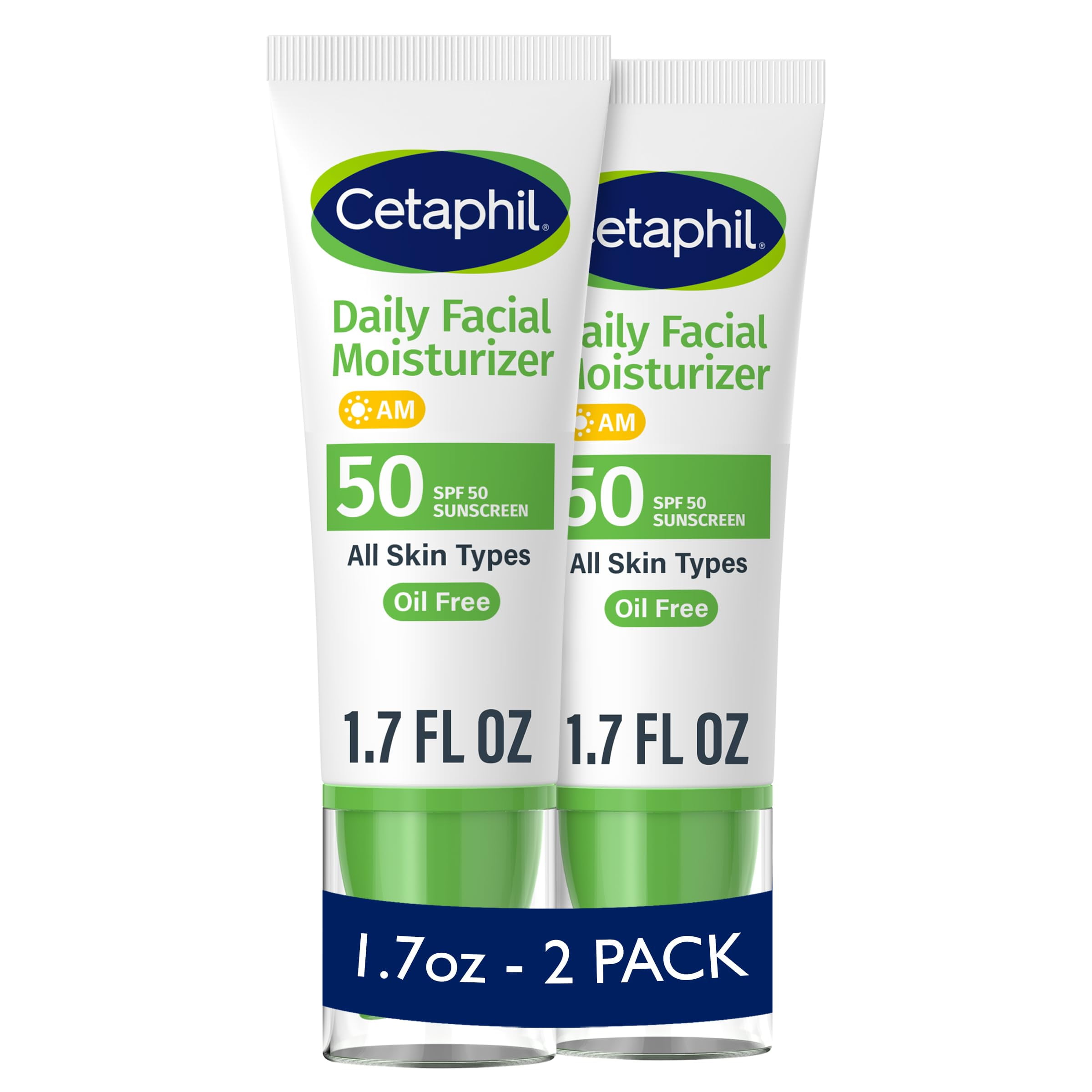 Cetaphil Daily Facial Moisturizer SAF21 SPF 50, 1.7 Fl Oz (Pack of 2 ...