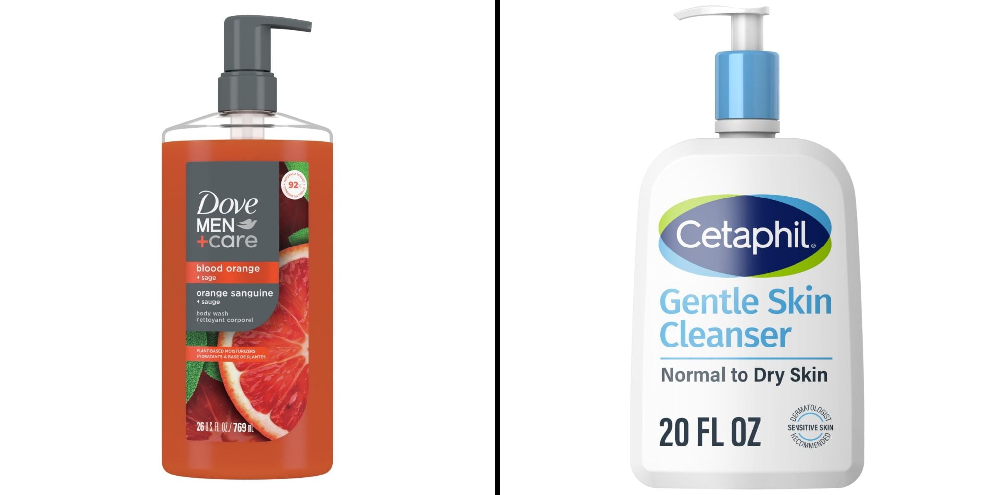 Cetaphil Face Wash Cleanser 20 oz & DOVE MEN + CARE Body Wash Blood ...