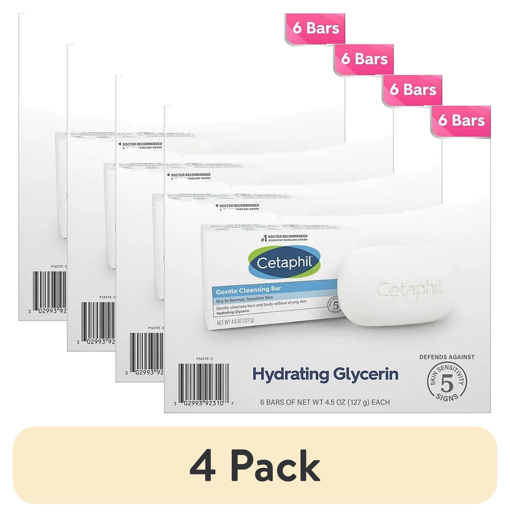 (4 pack) Cetaphil Gentle Cleansing Bar Value Pack (4.5 oz., 6 pk ...