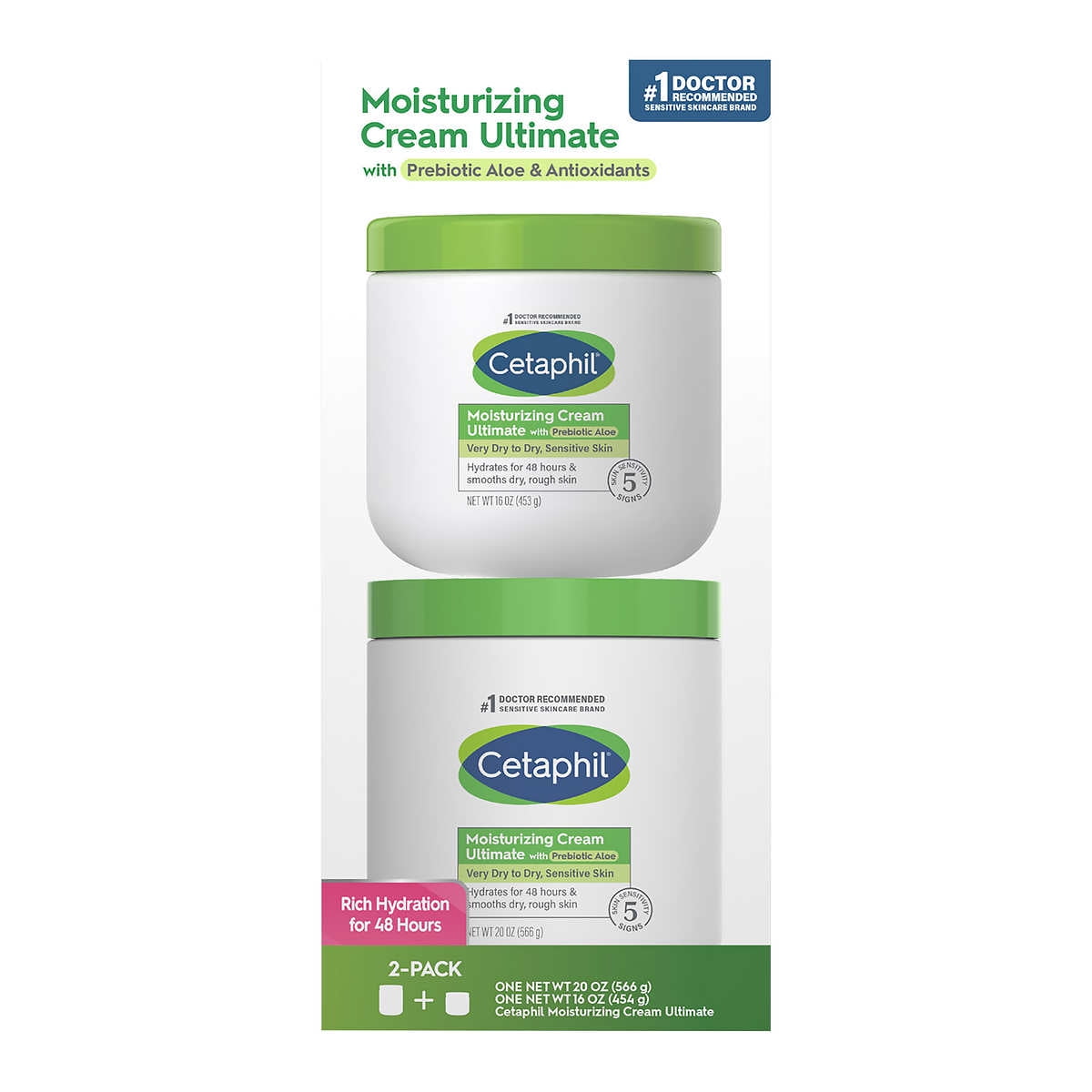 Cetaphil Moisturizing Cream, Prebiotic Aloe, Niacinamide, Very Dry to ...