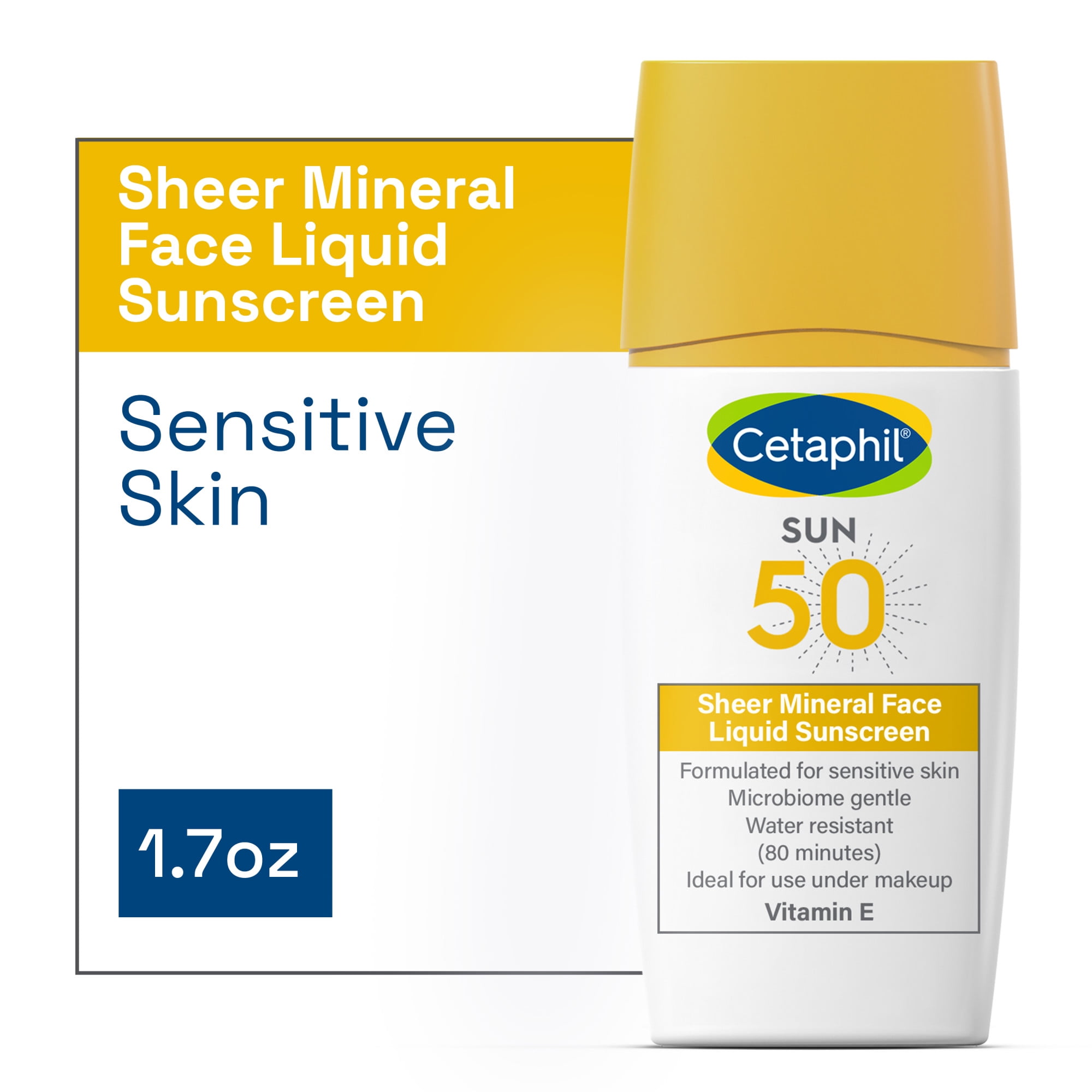 Cetaphil Sheer Mineral Face Liquid Sunscreen Broad Spectrum SPF 50 ...