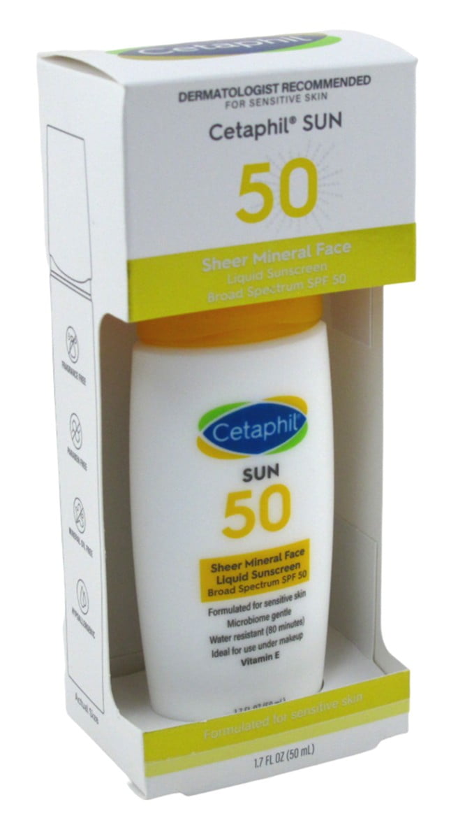 Cetaphil Sun Spf#50 Sheer Mineral Face Sunscreen 1.7oz (Pack of 2 ...