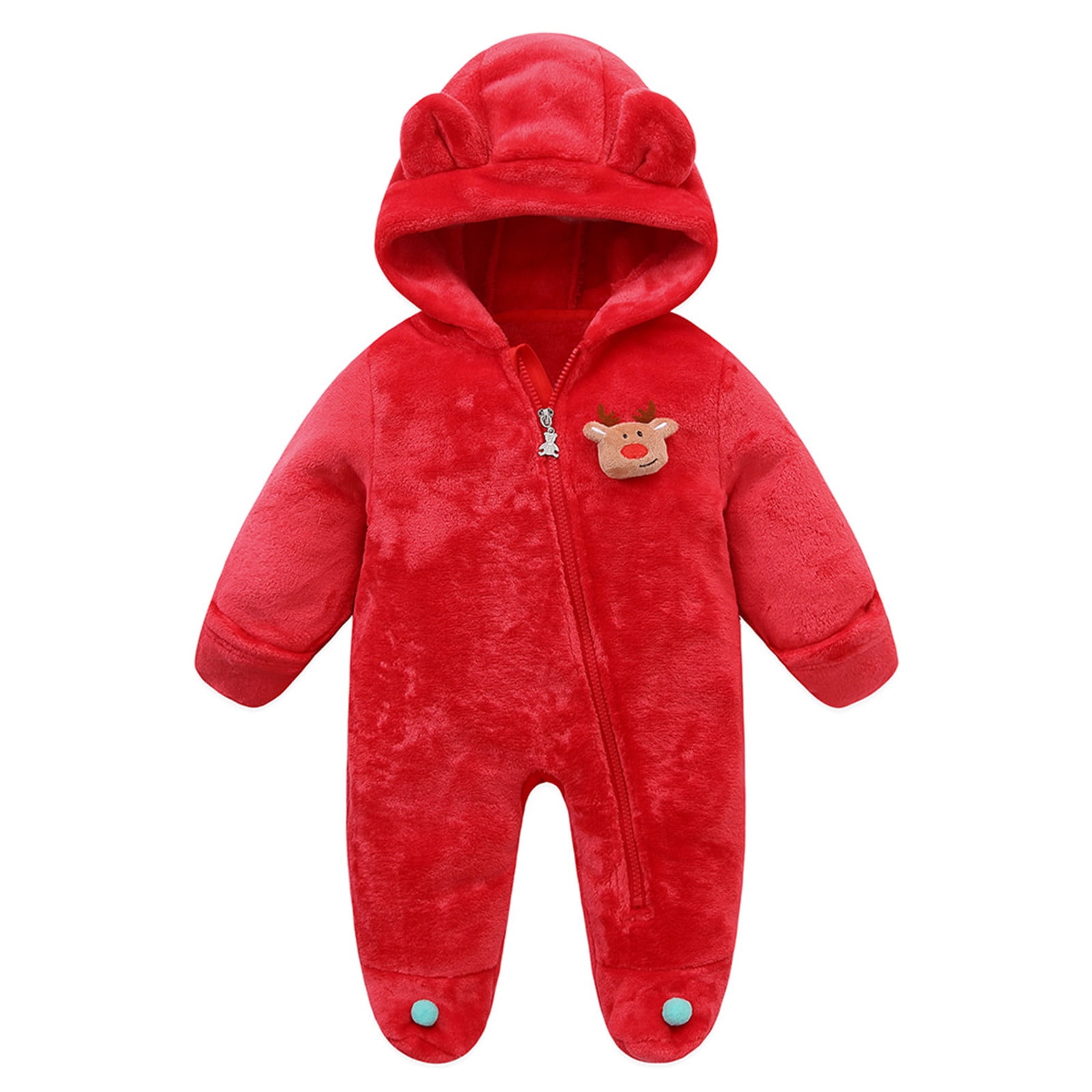 Cethrio Baby Boys Fleece Jacket, Zip up Snowsuit Warm Hooded Winter Romper Jumpsuit Red Size 12 ...