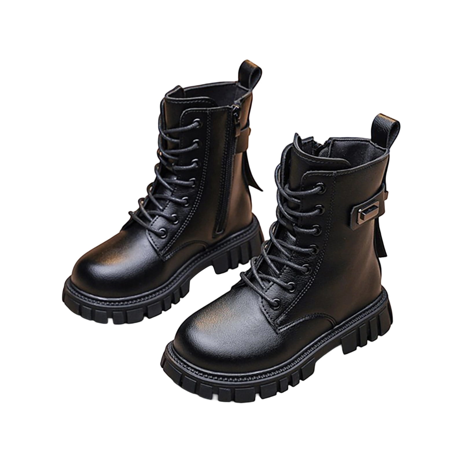 Cethrio Big Girls Lace Up Boots, Warm Waterproof Non-slip Low Heel ...