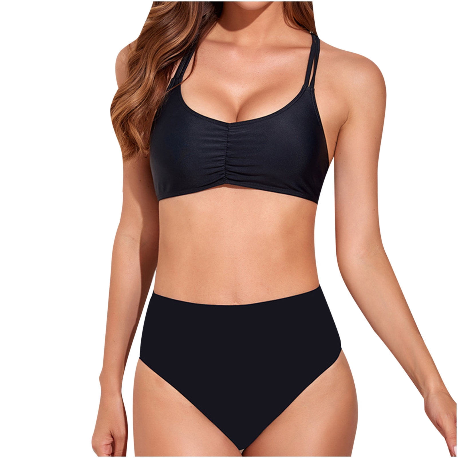 Cethrio Bikini Tops For Women Swimsuits Sexy Fashion Chest Pleated Two