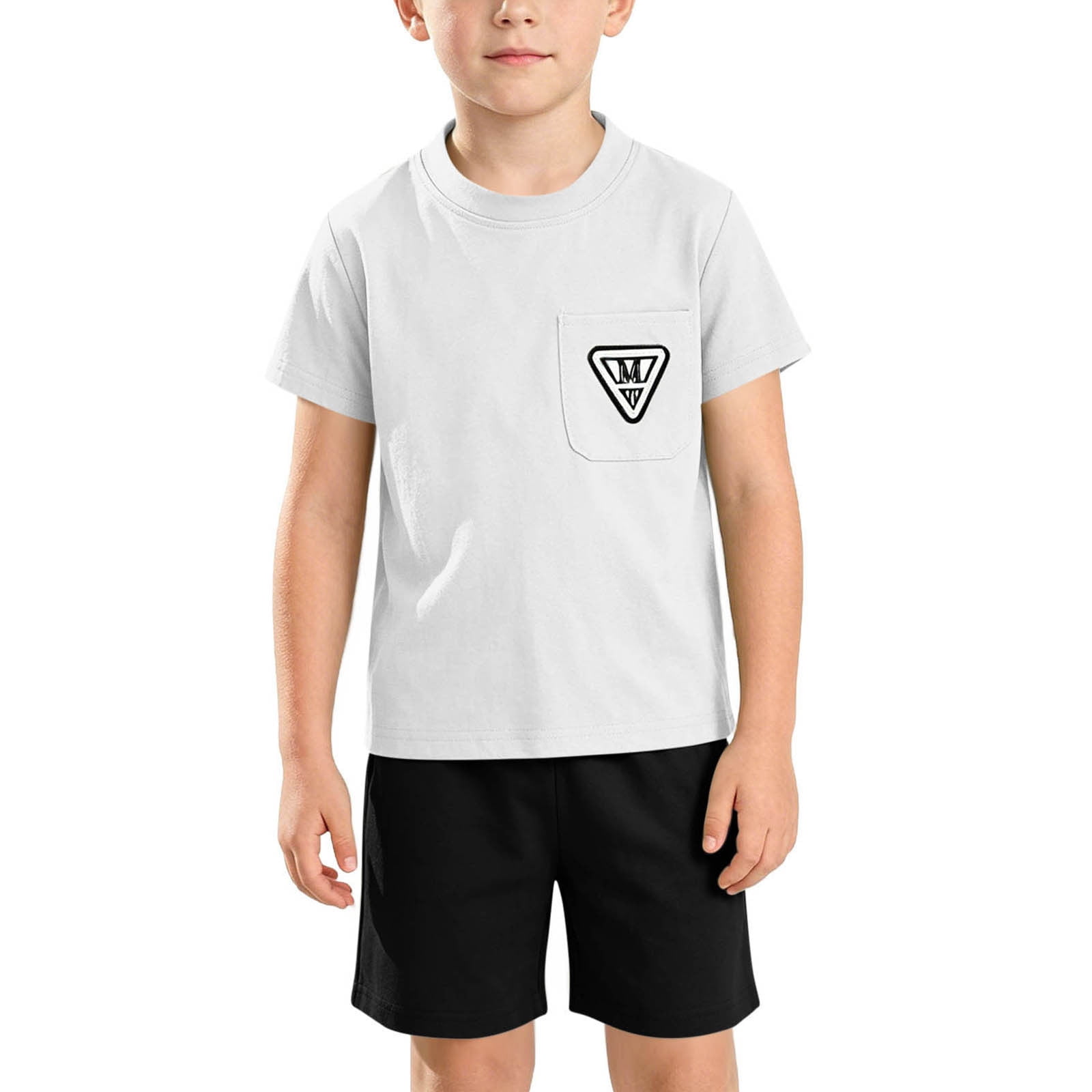 Cethrio Boys Activewear Outfit Sets, Summer Short Sleeve 2 Piece School ...