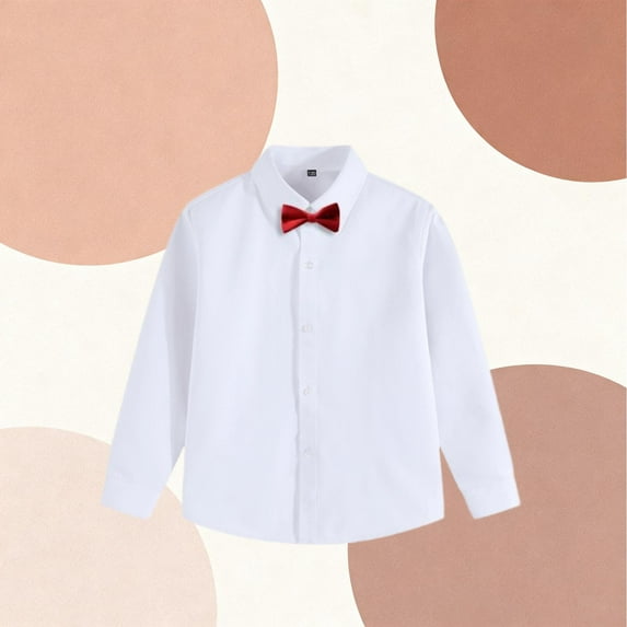 Cethrio Boys' Button Down Shirts, Casual Collared Long Sleeve Bow Tie ...