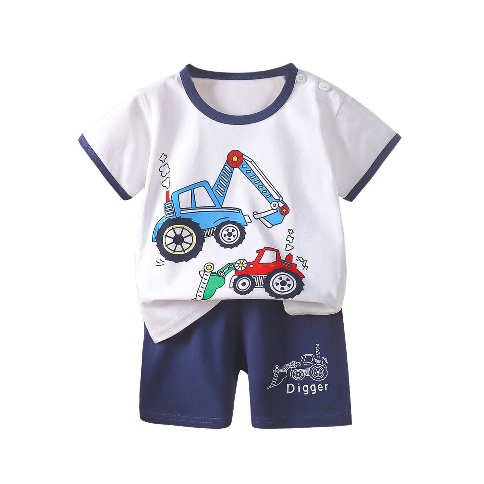Cethrio Boys Cotton Pajama Sets, Printed Cute Short Sleeve 2 PC Kids ...