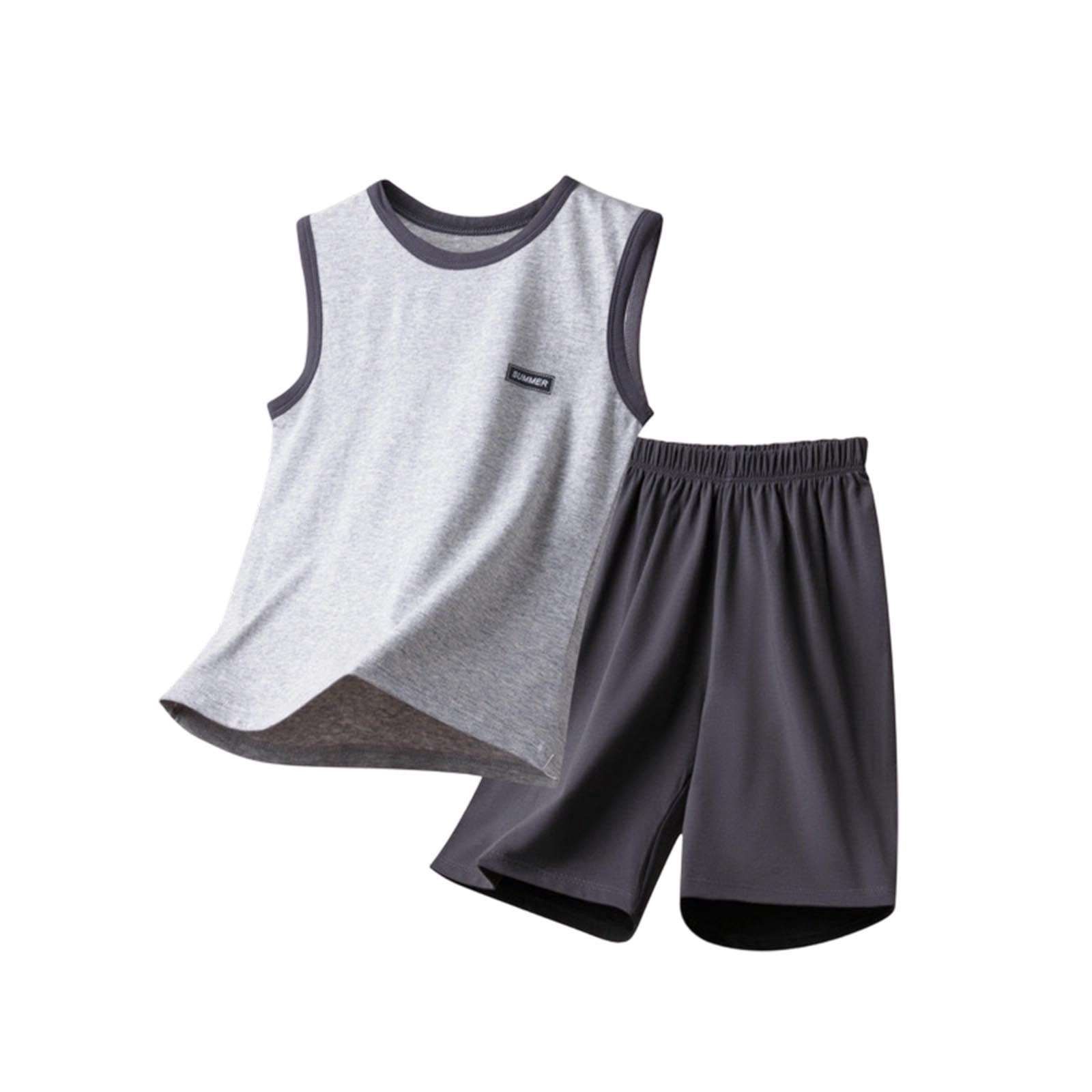 Cethrio Boys Cotton Pajama Sets, Soft Sleeveless Summer 2 PC Kids ...