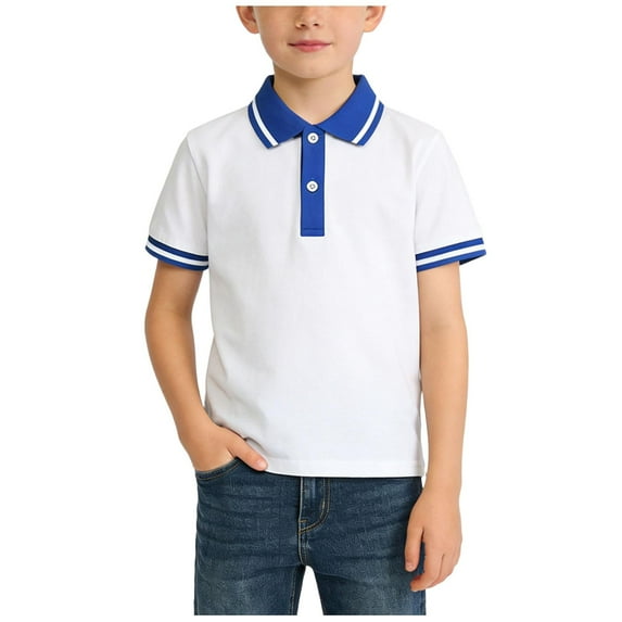 Cethrio Boys Cotton Polo Shirts, Collared Casual Buttons School Uniform ...