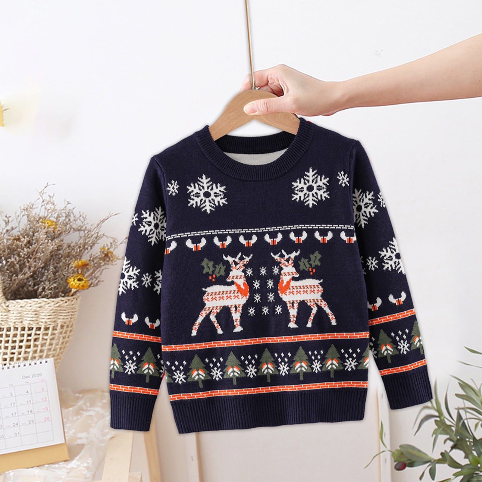 Cethrio Boys Girls Sweaters, Print Crew Neck Christmas Long Sleeve ...