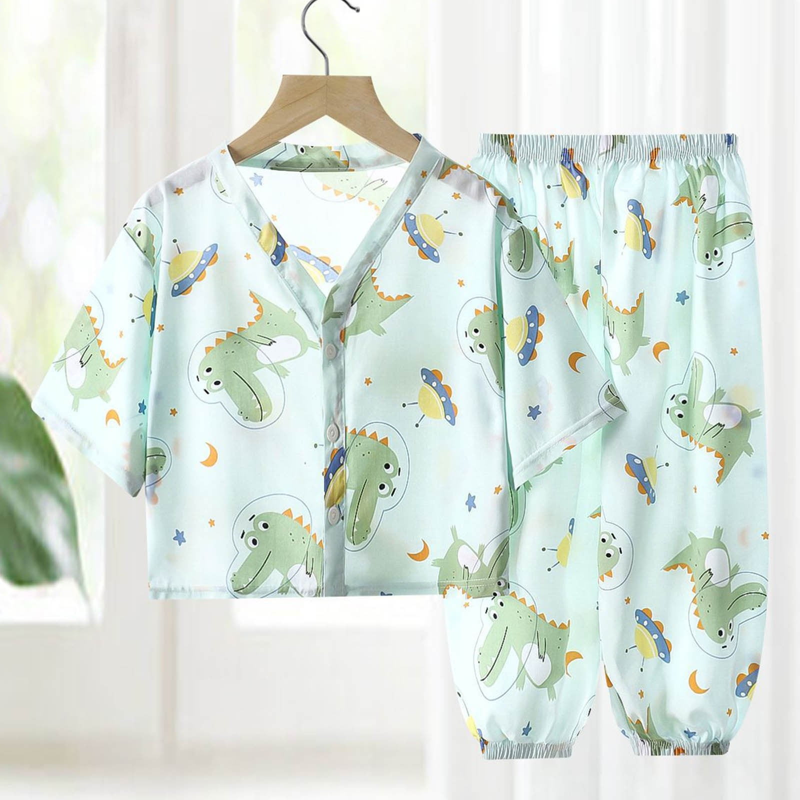 Cethrio Boys Summer Pajama Sets, 2 Piece Buttons Cotton Comfy Boys ...