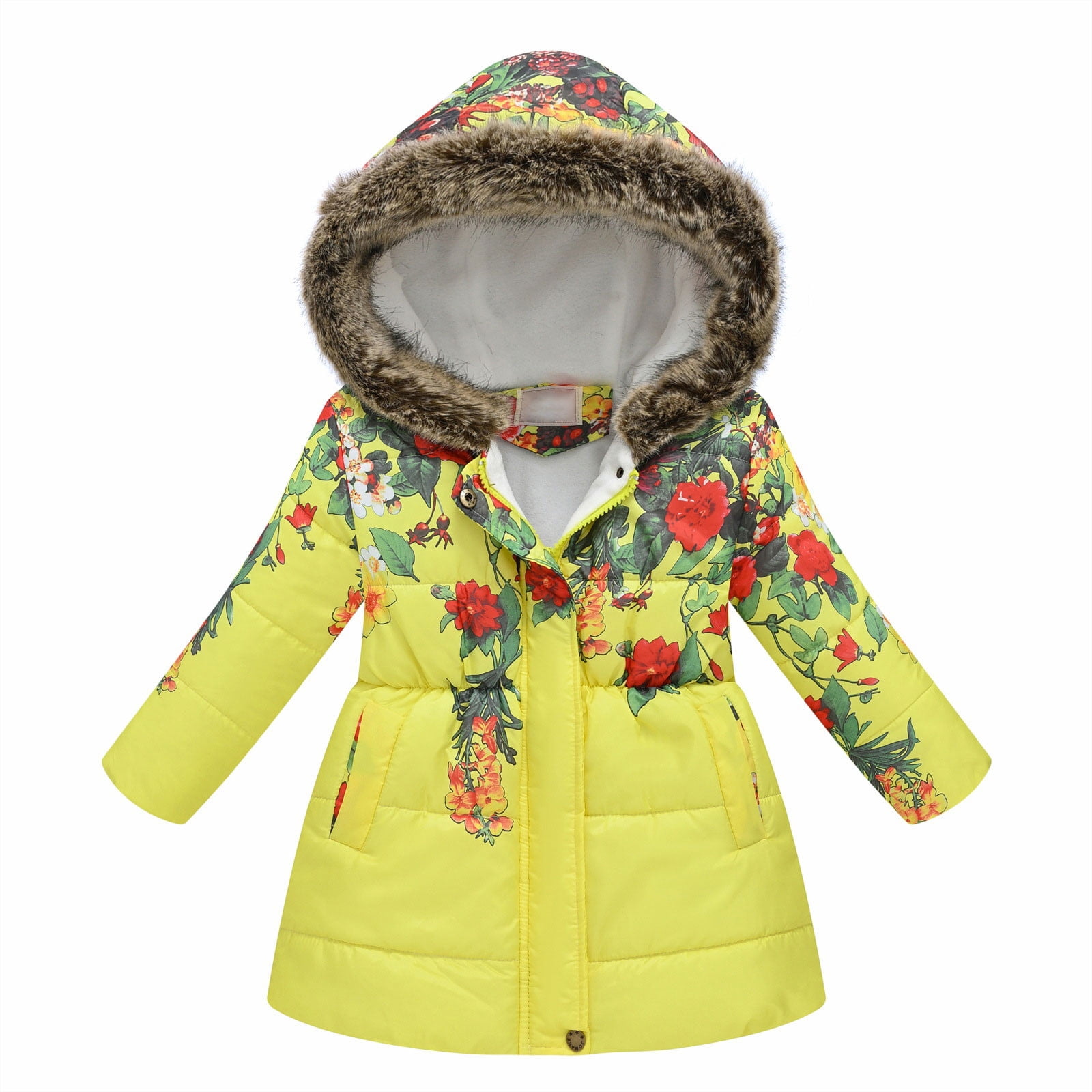 Wavsuf Children Coats for Girls with Hood for Winter Yellow Jackets ...