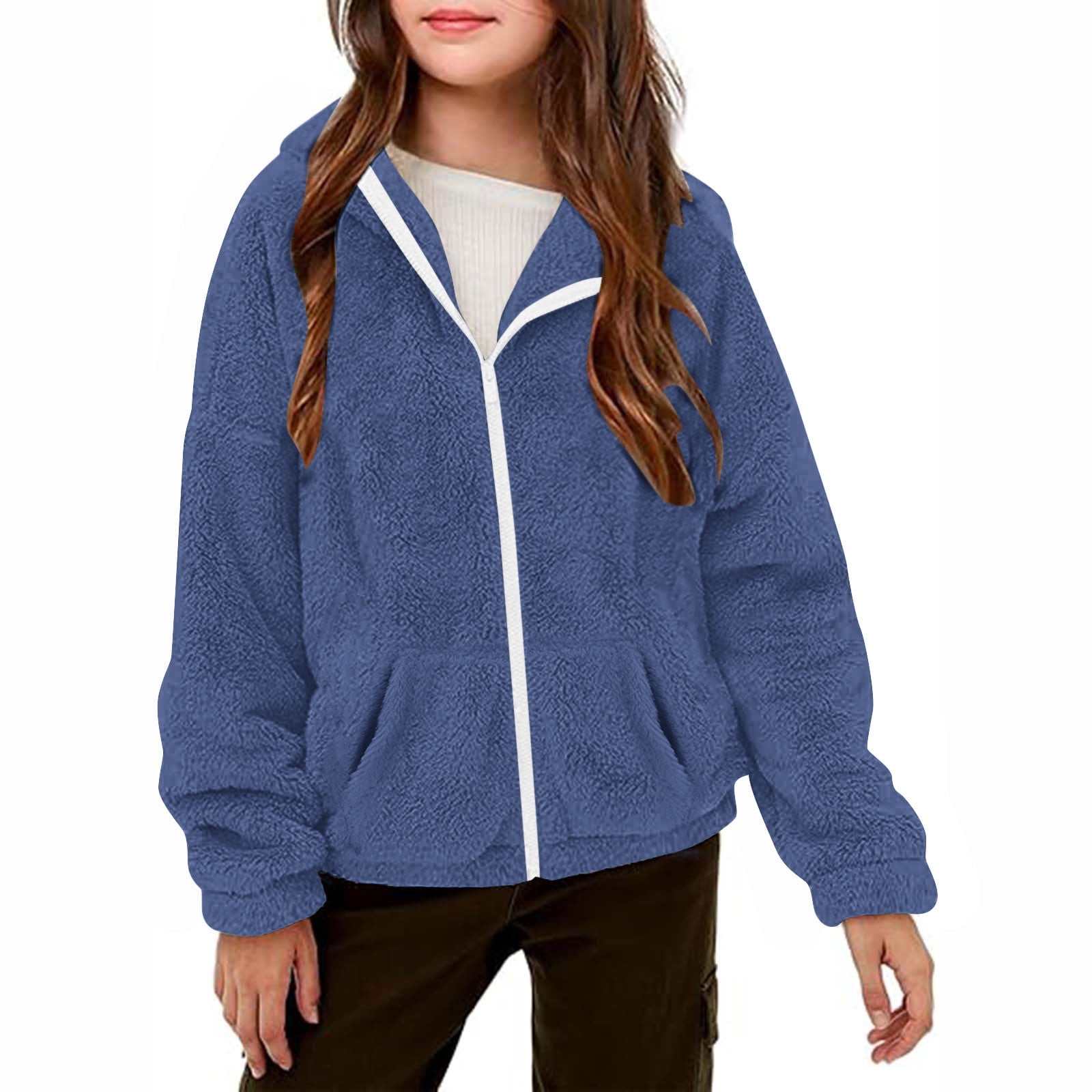 Cethrio Fleece Jackets for Girls, Lightweight Zipper Soft Warm Fall ...
