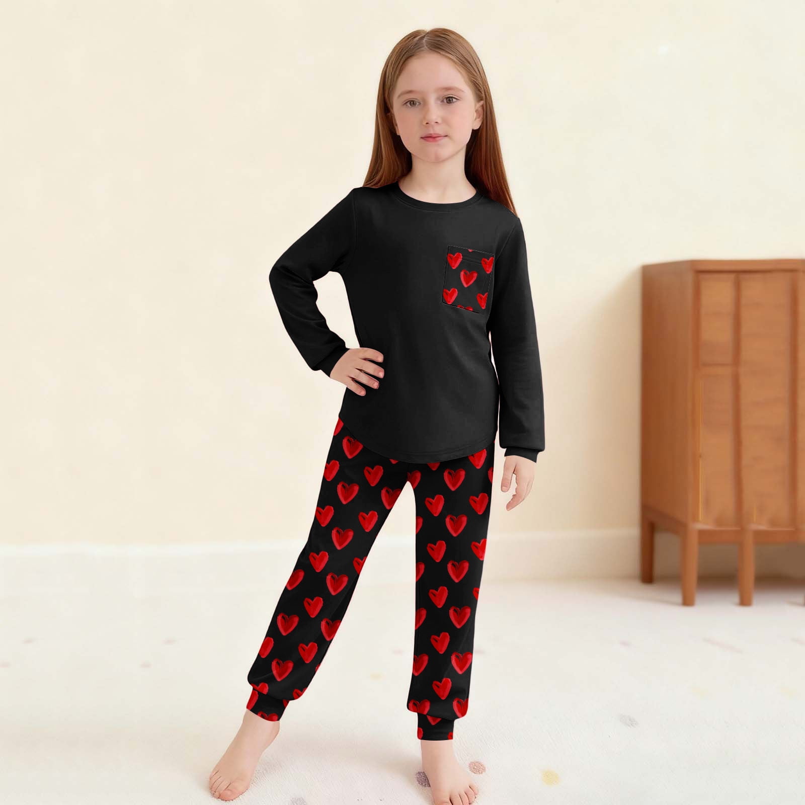 Cethrio Girls 2 Piece Pajama Sets, Casual Long Sleeve Crew Neck Girls ...