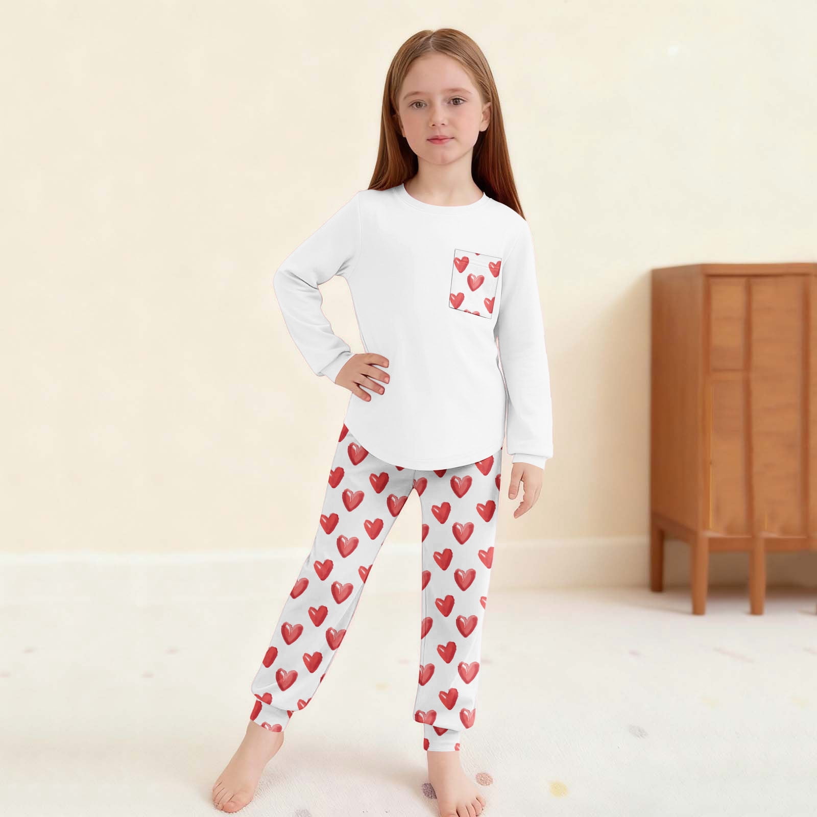 Cethrio Girls 2 Piece Pajama Sets, Crew Neck Casual Long Sleeve Girls ...