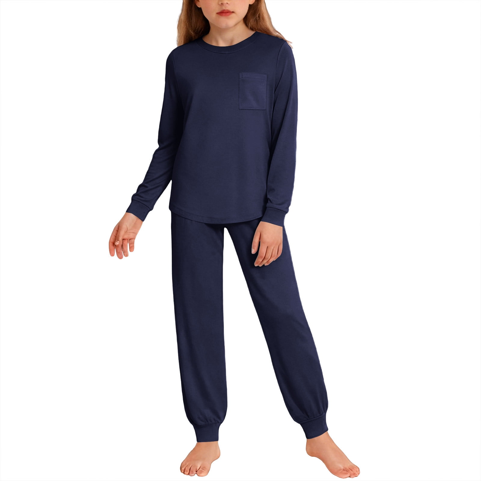 Cethrio Girls 2 Piece Pajama Sets, Crew Neck Comfy Long Sleeve Girls ...
