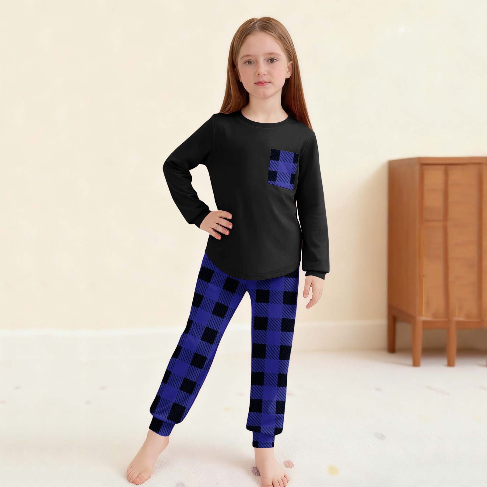 Cethrio Girls 2 Piece Pajama Sets, Long Sleeve Crew Neck Soft Girls ...