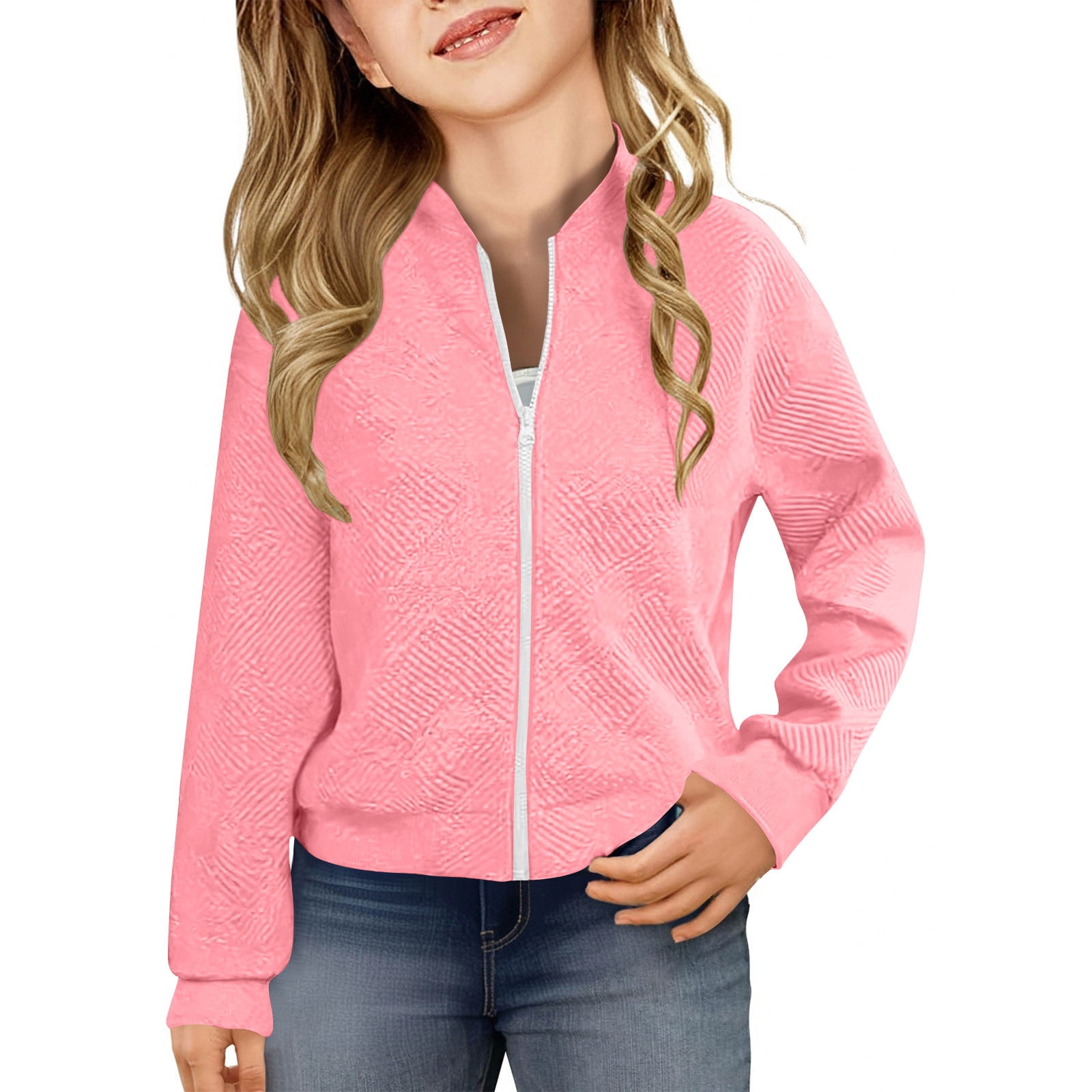 Cethrio Girls Bomber Jackets, Crewneck Casual Zip up Lightweight Fall ...