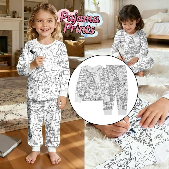 Cethrio Girls Christmas Pajama Sets, Long Sleeve Crew Neck Comfy ...
