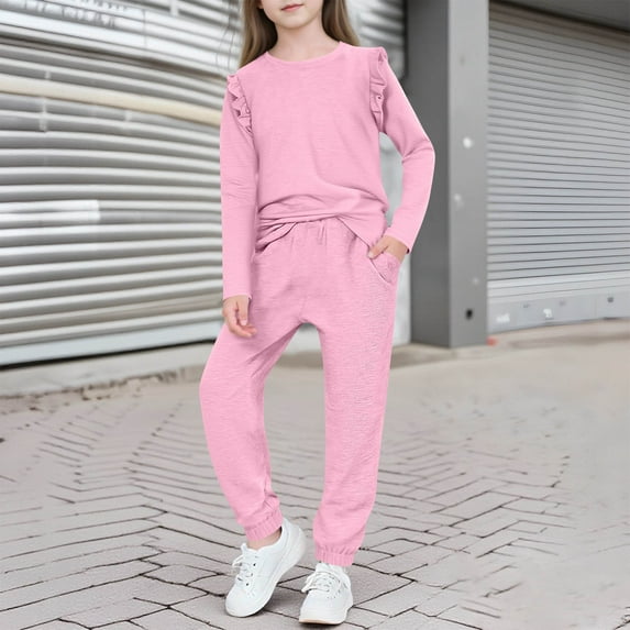 Cethrio Girls Cotton Outfit Sets, Casual Long Sleeve Two Piece Crew ...