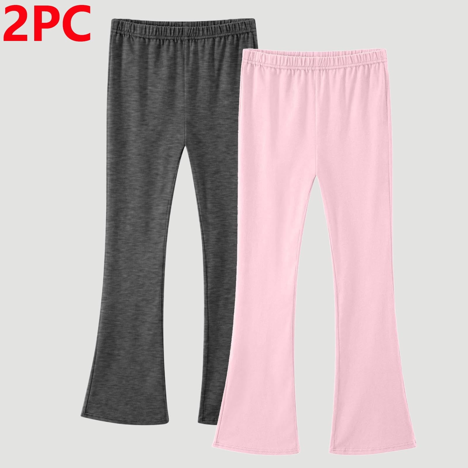 Cethrio Girls Cotton Pants, Elastic Waist 2 Piece School Stretchy Flare ...