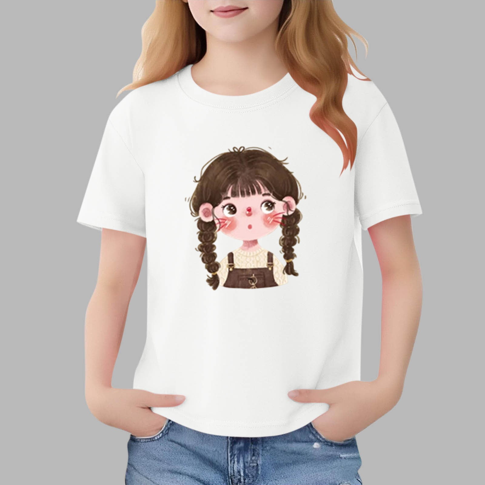 Cethrio Girls Cotton T-shirts, Casual Crew Neck Summer Soft Graphic ...