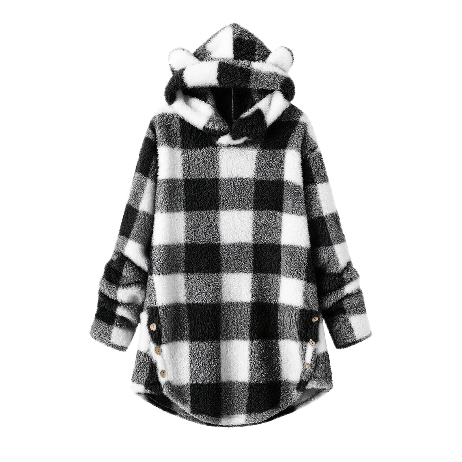 Cethrio Girls Fleece Hoodies, Long Sleeve Loose Fit Warm Mid-length ...
