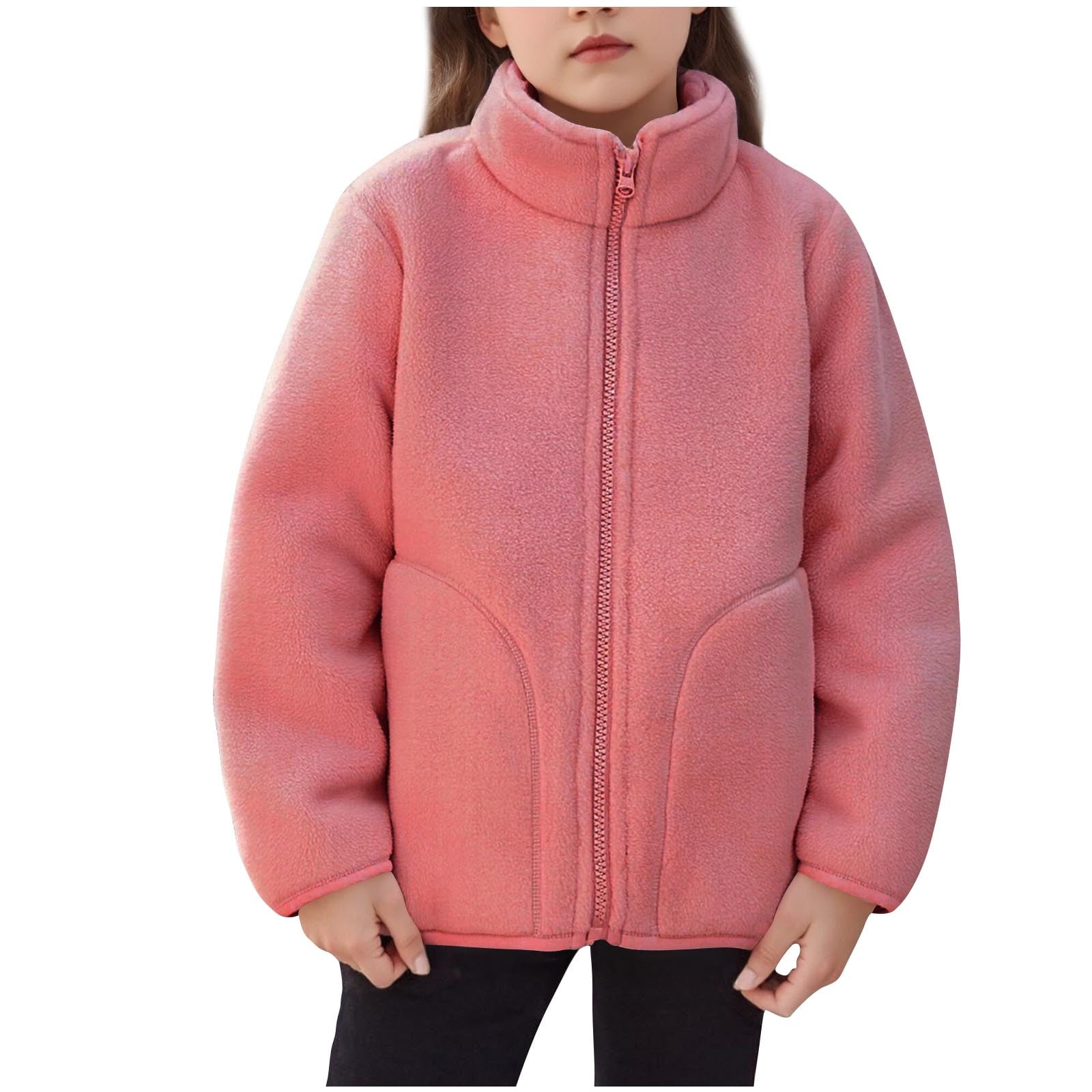 Cethrio Girls Fleece Jackets, Thermal Full Zip Stand-up Collar Soft ...