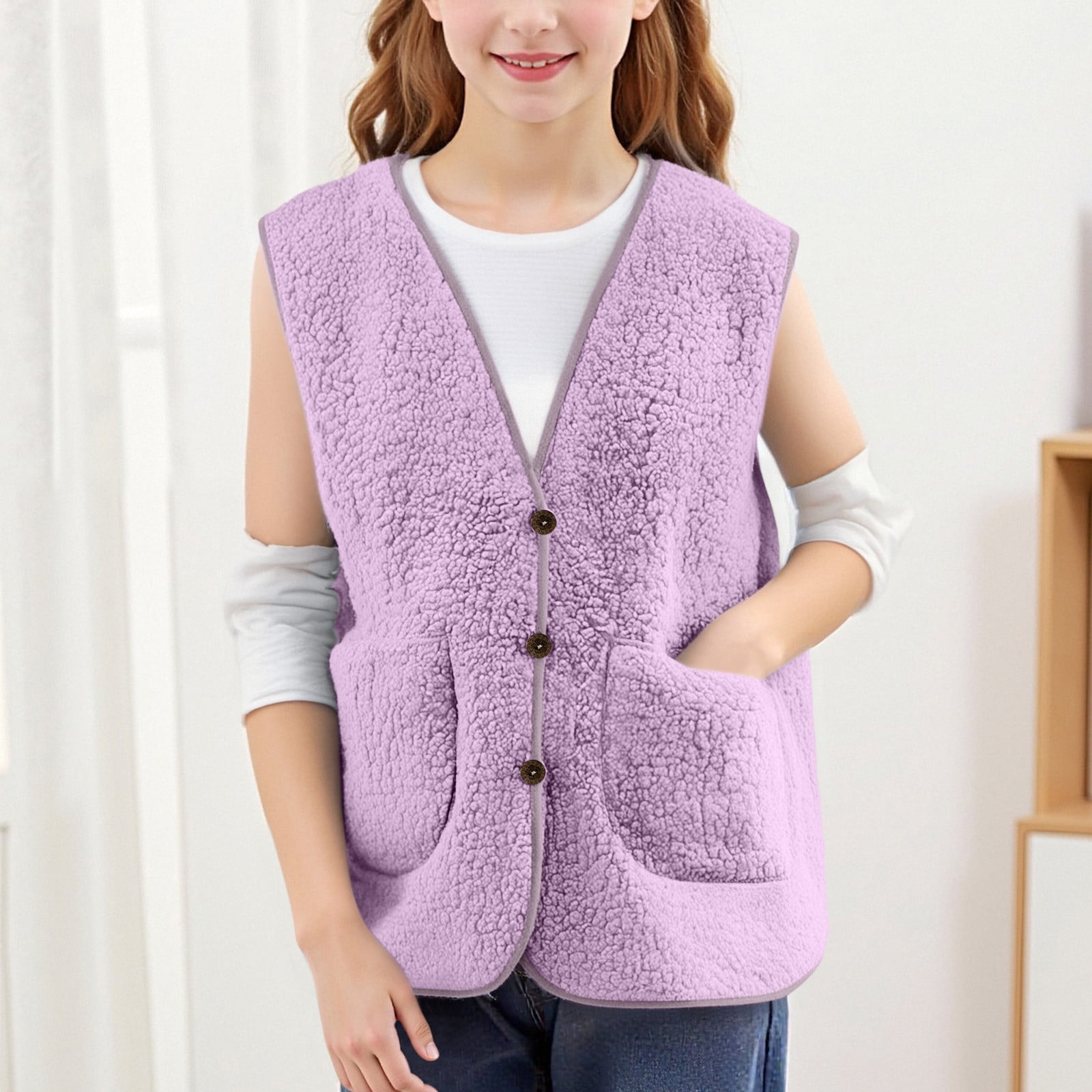 Cethrio Girls Fleece Vest, Thermal Fall Winter Ligntweight Sleeveless ...
