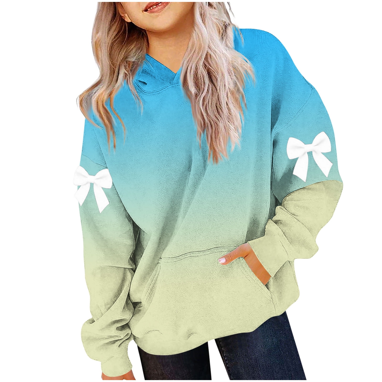 Cethrio Girls Hoodies, Pullover Casual Gradient Print Long Sleeve ...