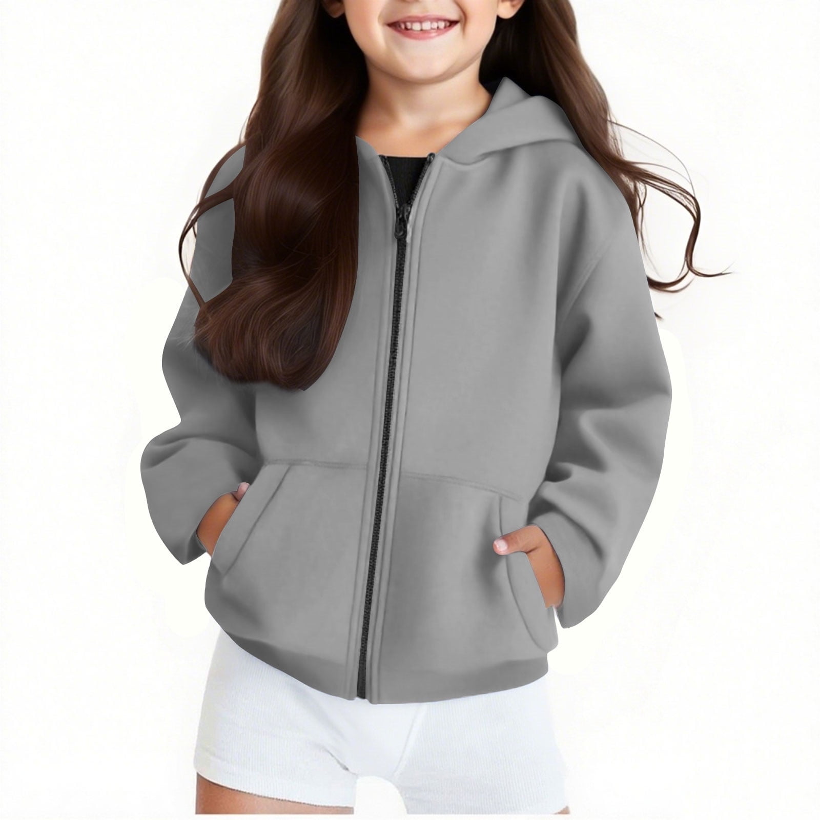 Cethrio Girls Hoodies with Zipper, Long Sleeve Casual Fall Hooded Girls ...