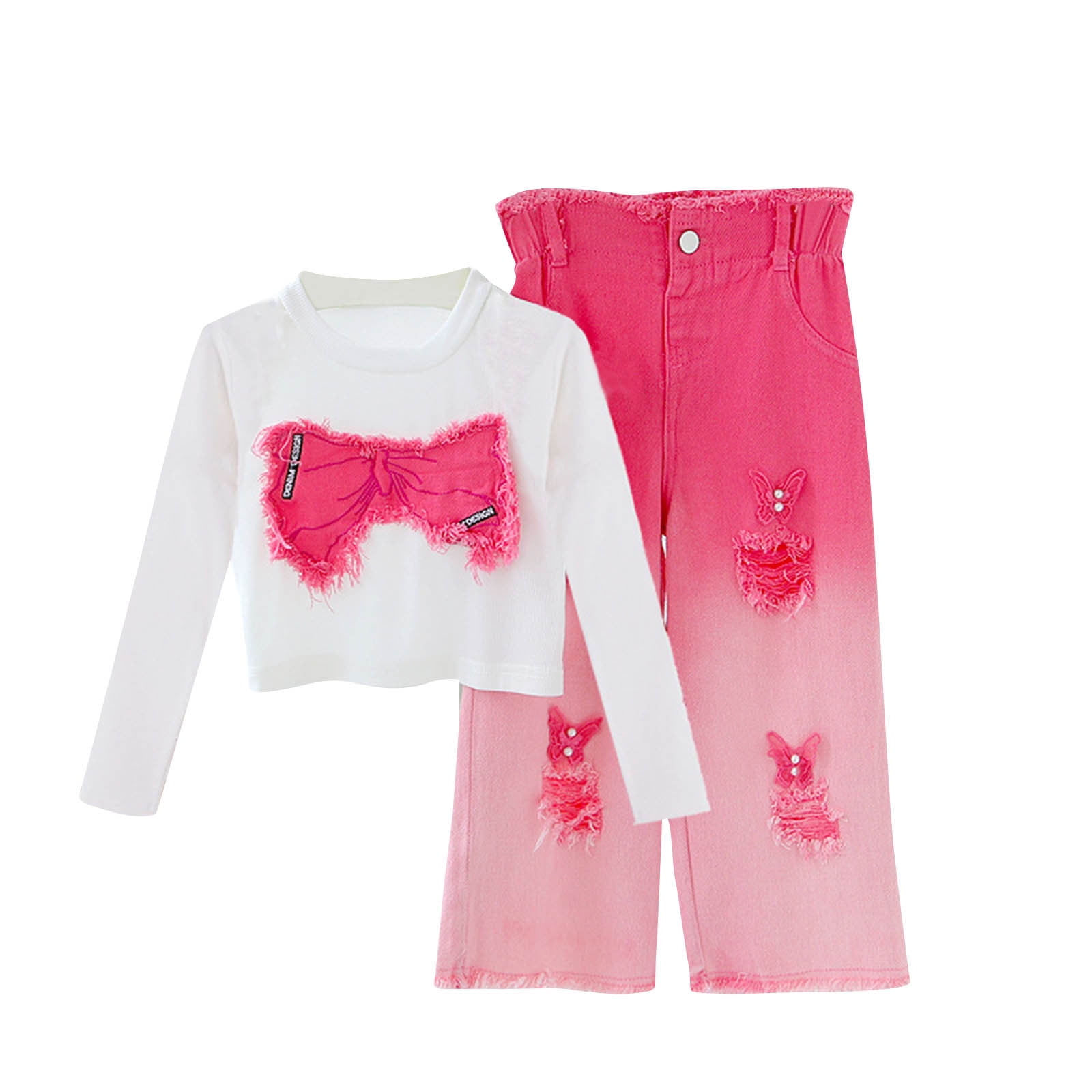 Cethrio Girls Long Sleeve Outfit Sets, 2 PC Crew Neck Spring Tops and ...