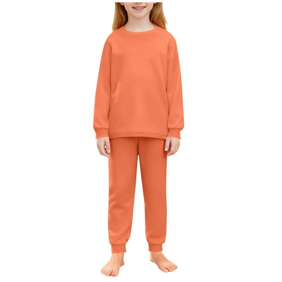 Cethrio Girls Long Sleeve Pajama Sets, Pullover Crew Neck 2 PC Girls ...