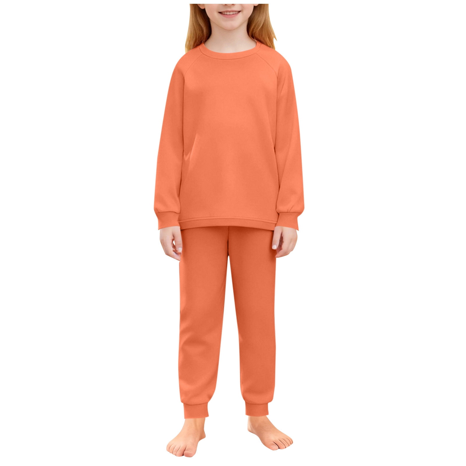 Cethrio Girls Long Sleeve Pajama Sets, Pullover Crew Neck 2 PC Girls ...