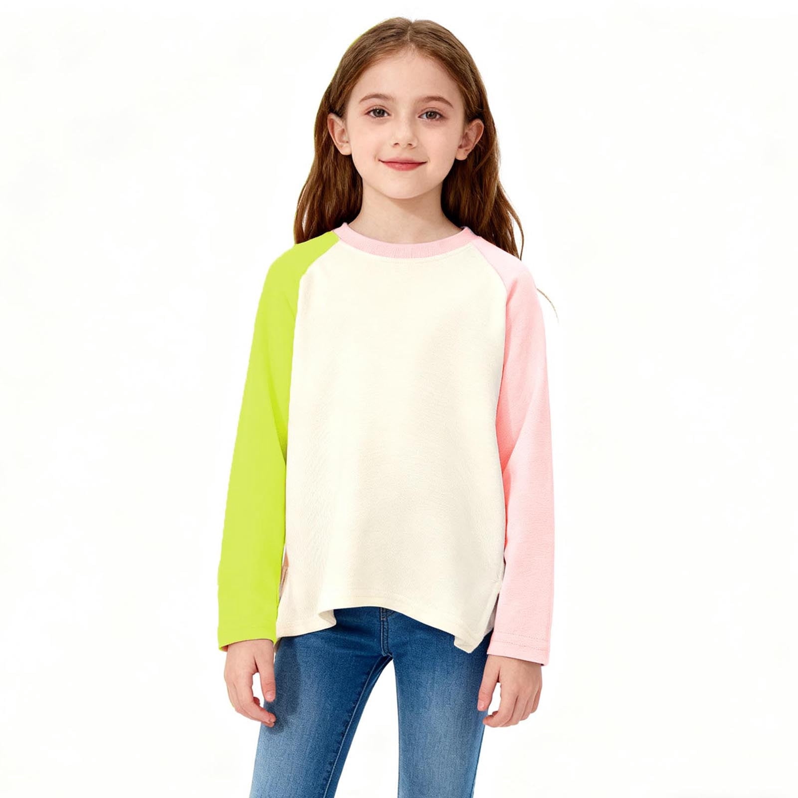 Cethrio Girls Long Sleeve Tops, Cotton Pullover Crew Neck Fashion Girls ...