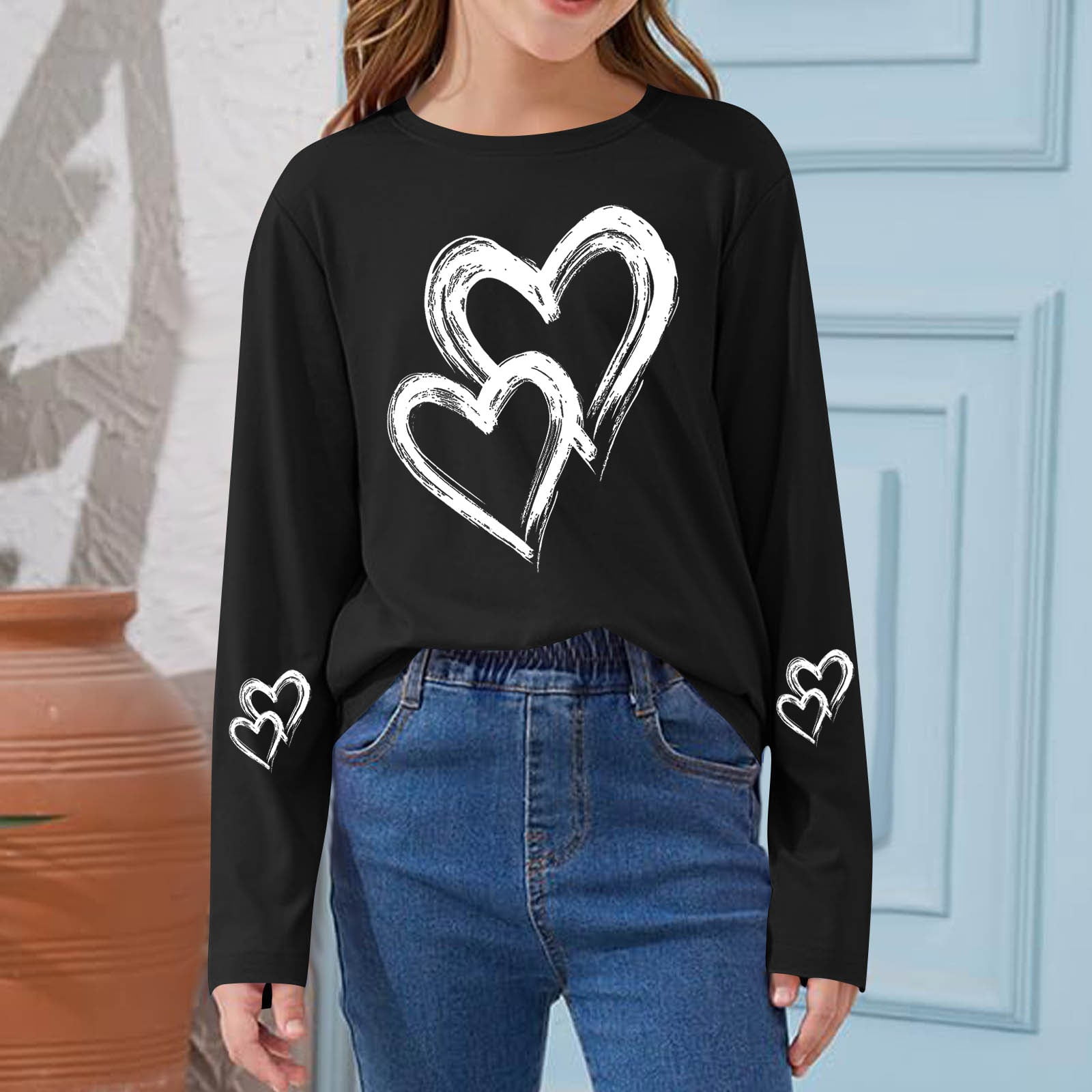 Cethrio Girls Long Sleeve Tops, Pullover Casual Crew Neck Spring ...