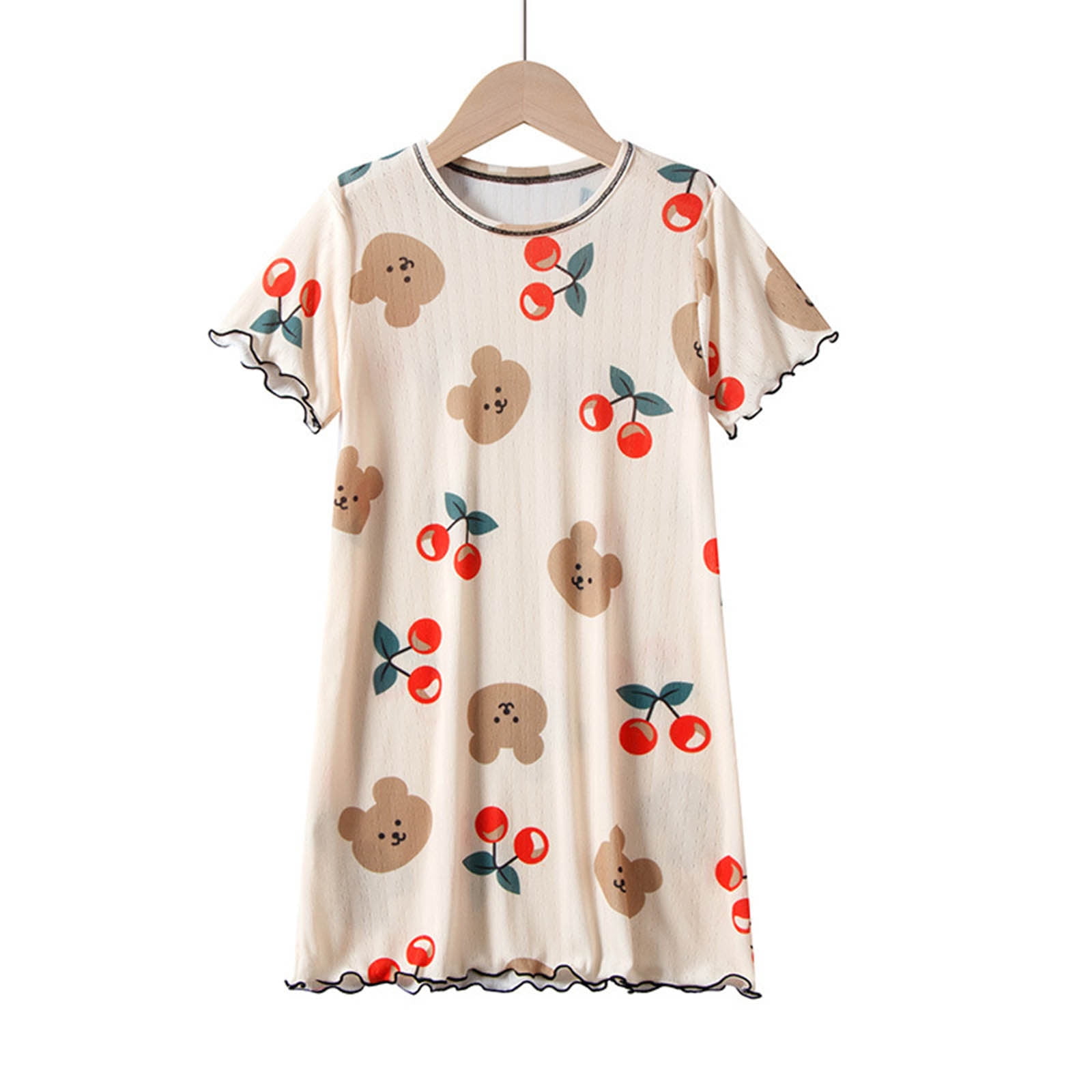 Cethrio Girls Nightgowns, Summer Short Sleeve Comfy Printed Sleepshirts ...