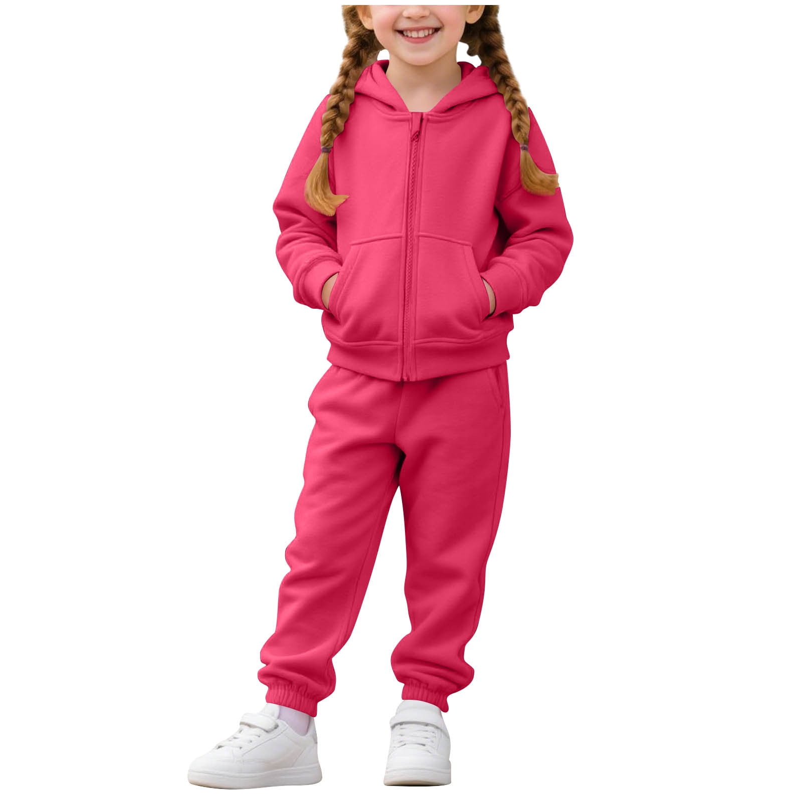 Cethrio Girls Outfit Sets, 2 Piece Long Sleeve Zipper Warm Hoodies and ...