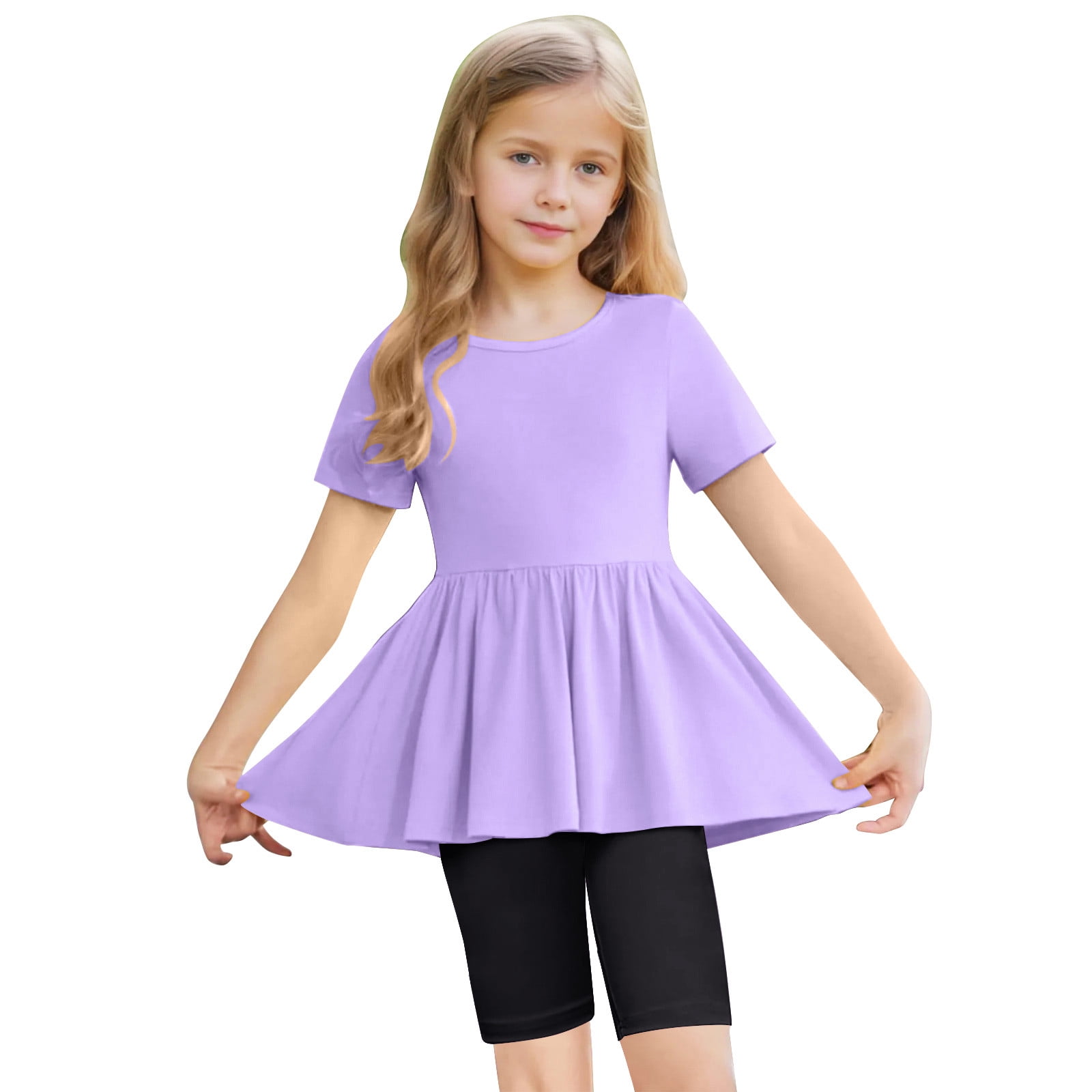 Cethrio Girls Outfit Sets, 2 Piece Summer Dancing T-shirts and Bike ...