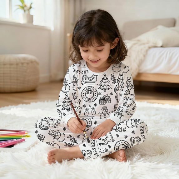 Cethrio Girls Pajama Sets, Casual Comfy Crew Neck Long Sleeve Christmas ...