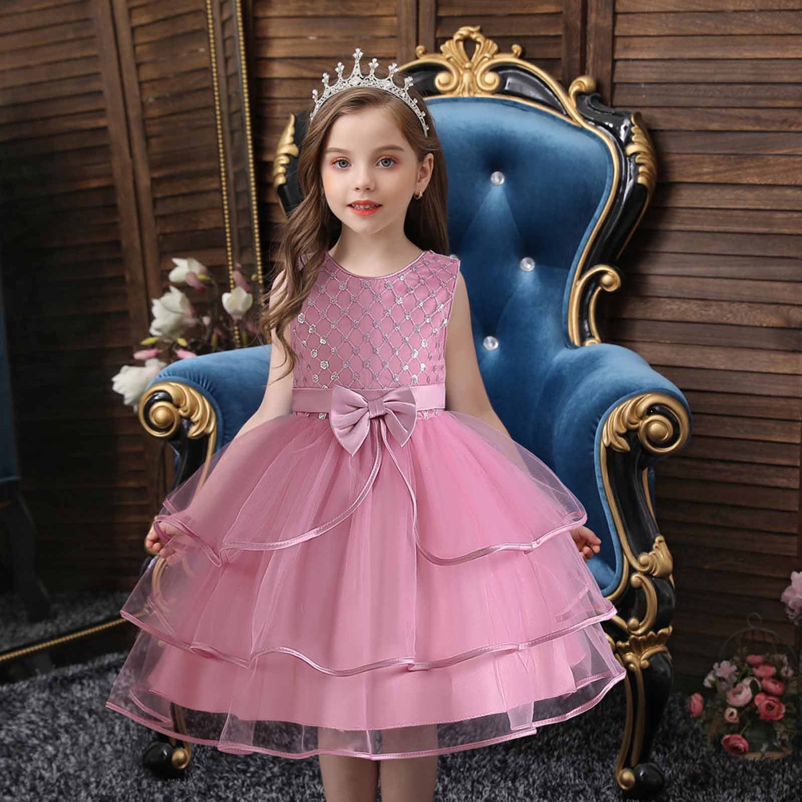 Cethrio Girls Party Princess Dress- Mesh Embroidery Sleeveless Pageant ...